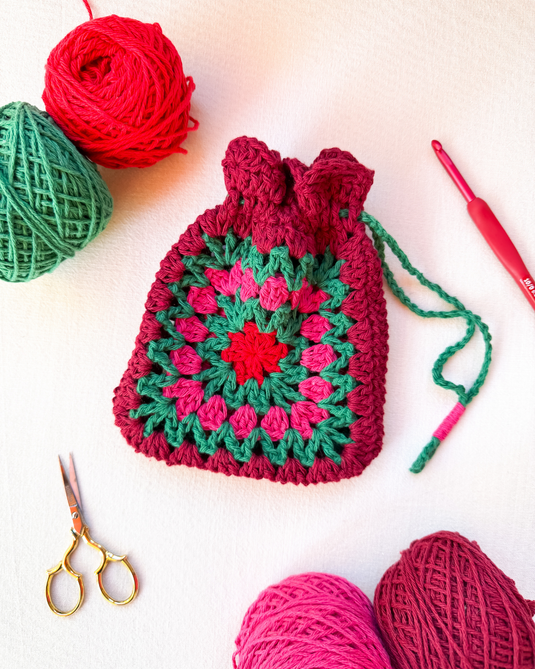 Granny Gift Pouch: Crocheted Granny Square Drawstring Pouch – Makeshift ...